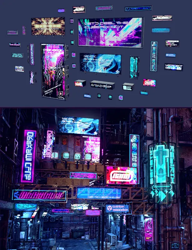 Cyberpunk Neon Signs 2025 - Free Daz 3D Models