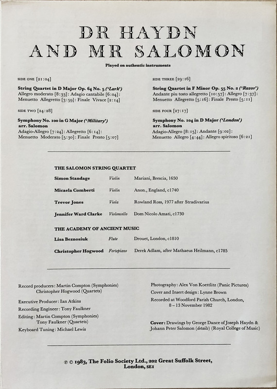 Folio Archives 212: Dr. Haydn & Mr. Salomon 2 x 12" LP Box Set by the ...