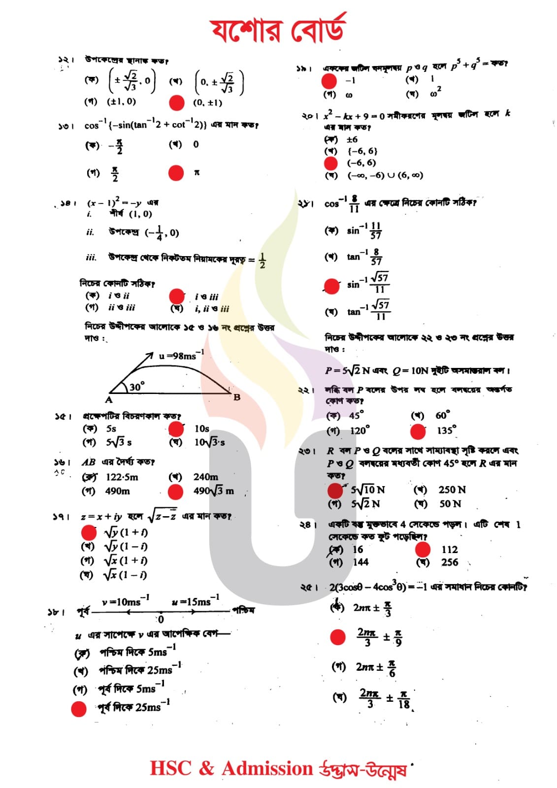 HSC Higher Math 2nd Paper MCQ Questions and Answers 2023 PDF Download ...