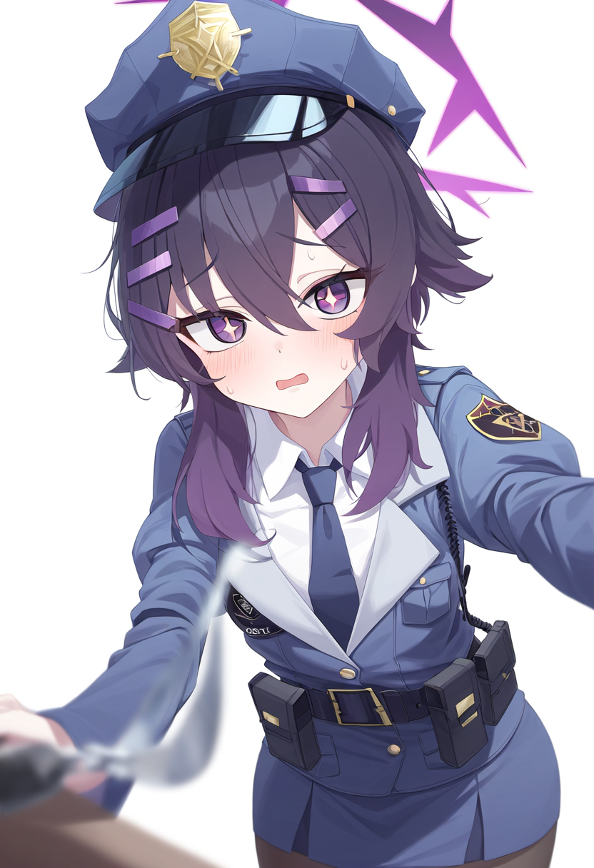 depth of field, 1girl, , [haruka (blue archive)], {{{{police uniform ...