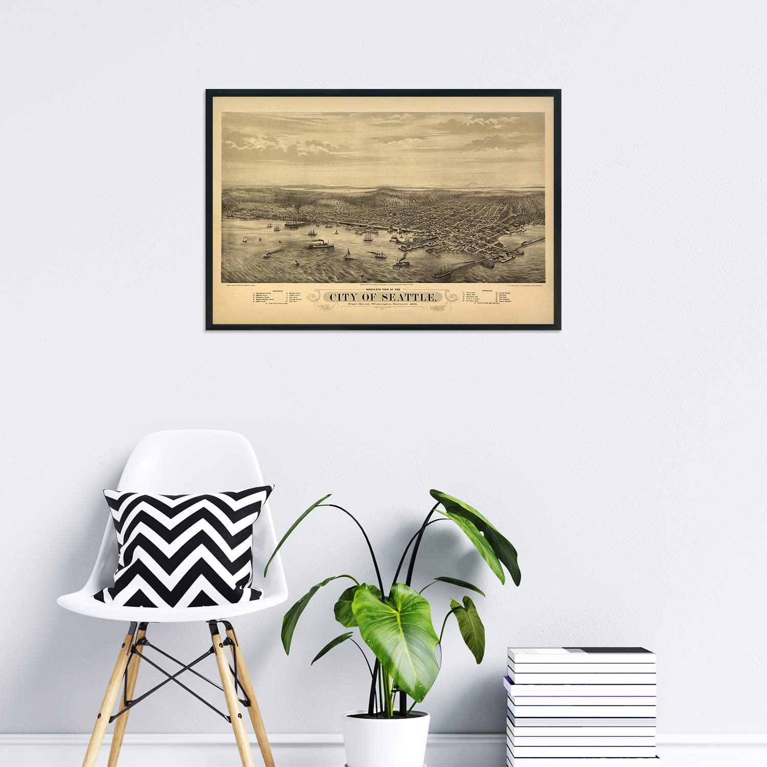 1878 Seattle Washington Poster - Vintage Map of Seattle Puget Sound WA ...