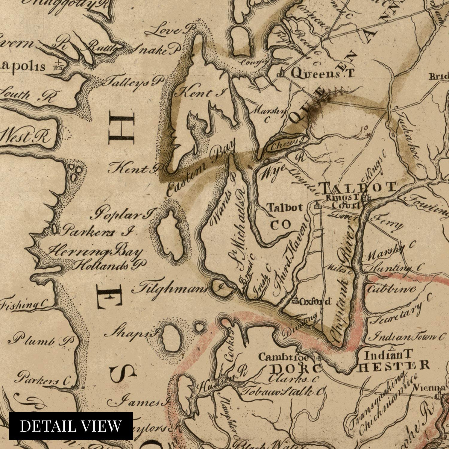 1786 Map of The Peninsula Between Delaware and Chesapeake Bays Vintage ...
