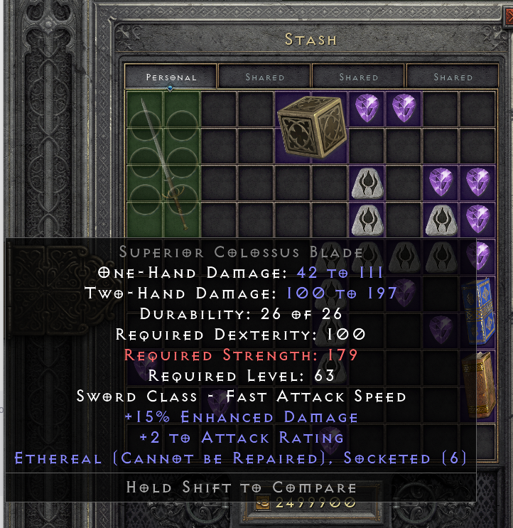 Eth 15ed / 2 ar 6os colossus blade FT - SOLD - Trade - Diablo 2 ...