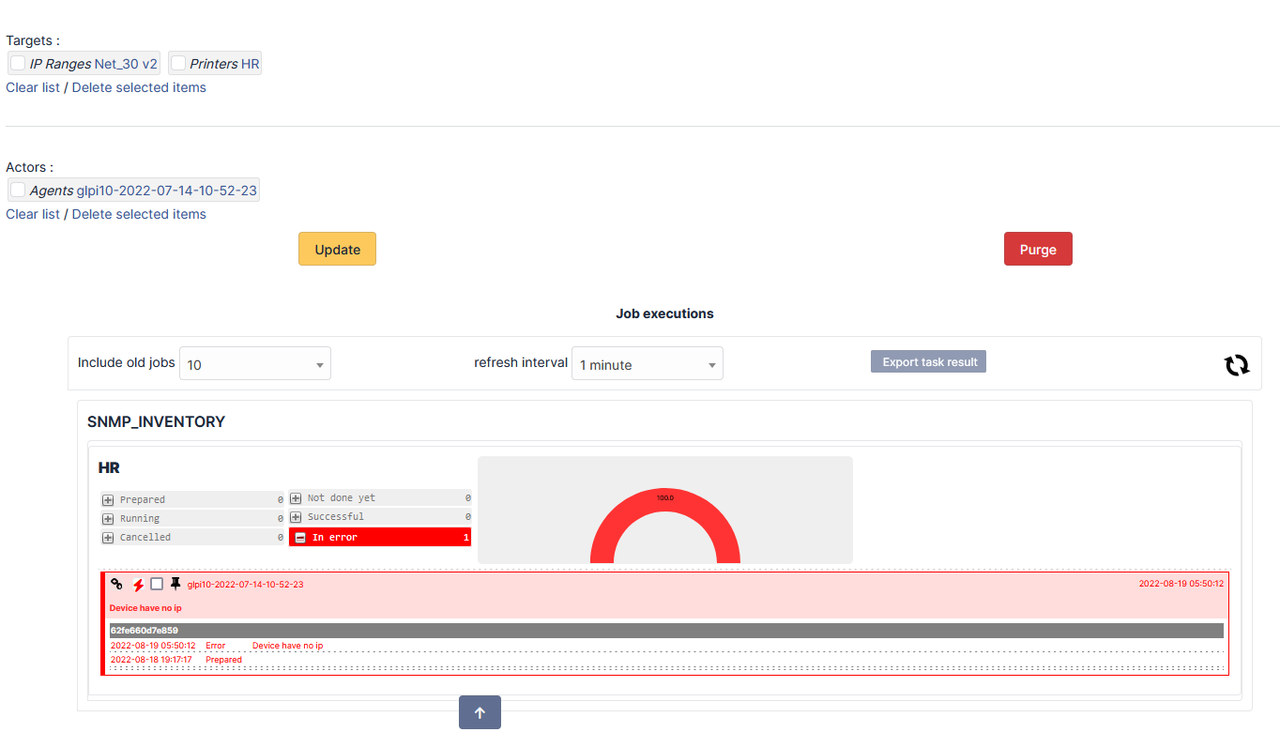 Task Snmp inventory not start / English support / Forum GLPI-Project