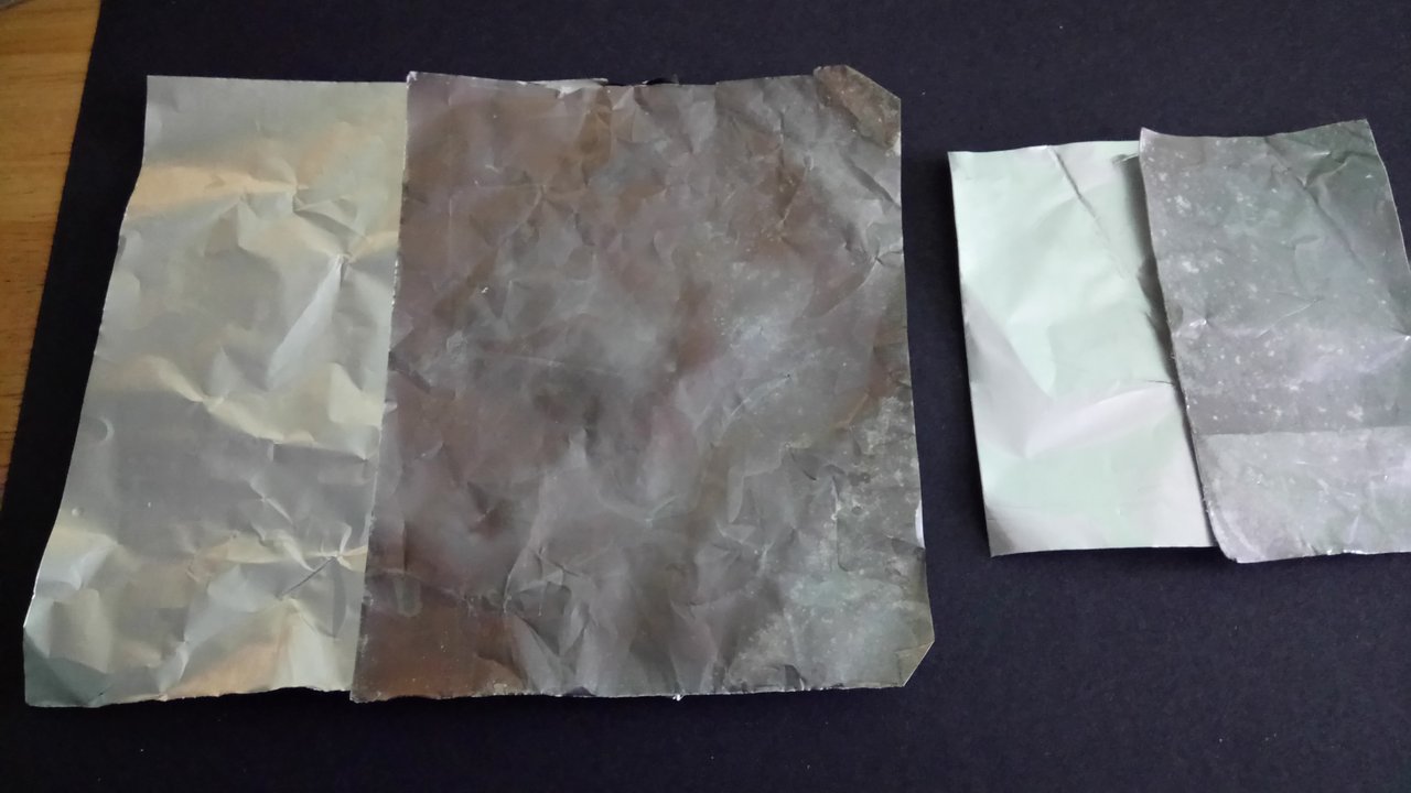 Distressed aluminium kitchen foil and builders tape using egg shell ...