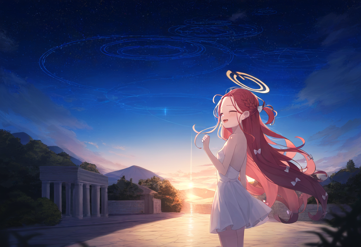 1girl, yuzu (blue archive), blue archive, scenery, Dreamlike, depth of ...