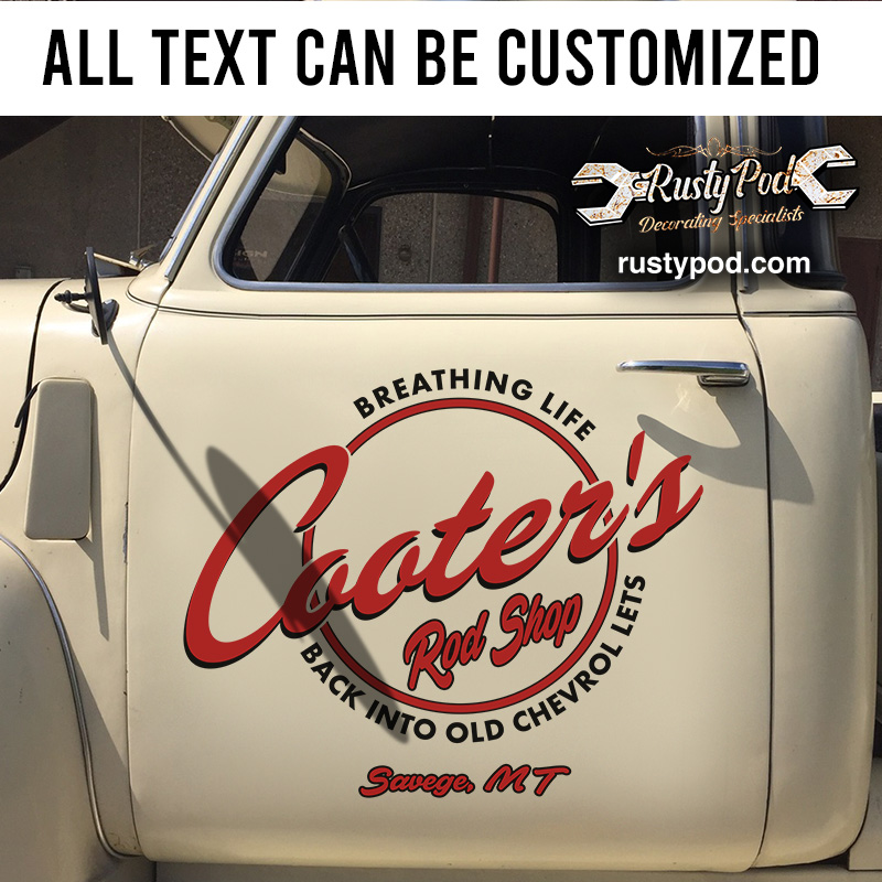 Personalized old school garage lettering vinyl sticker 10800 - Rustypod ...