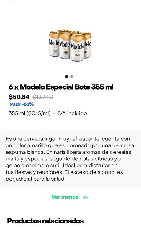 Rappi Turbo: six pack Cerveza modelo (Guadalajara)