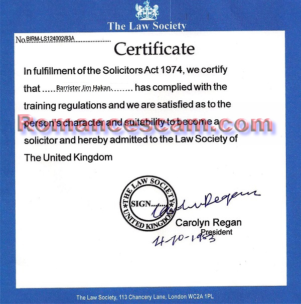 CALL TO BAR CERTIFICATE Barrister Jim Hakan — Postimages