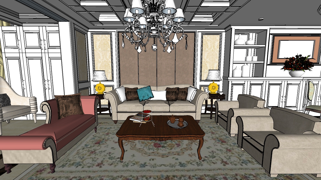 1019 Interior Classic Scene Sketchup Model Free Download Part 2