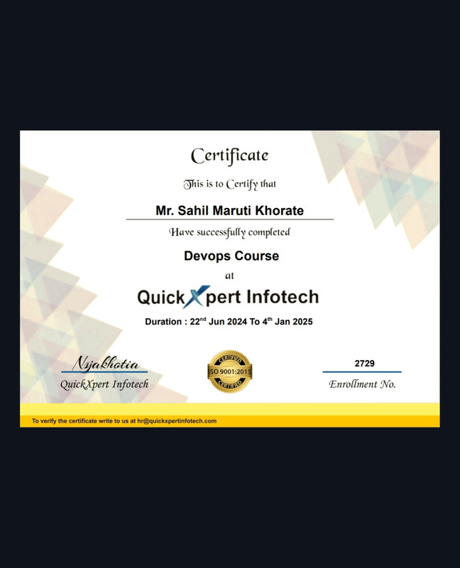 Sahil Khorate - Graduated | Aspiring DevOps Engineer | Proficient in CI ...