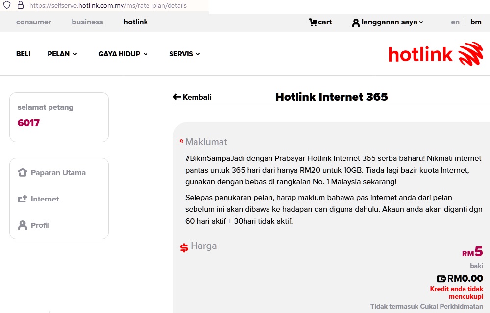 New Hotlink Prepaid Internet 365 Days New