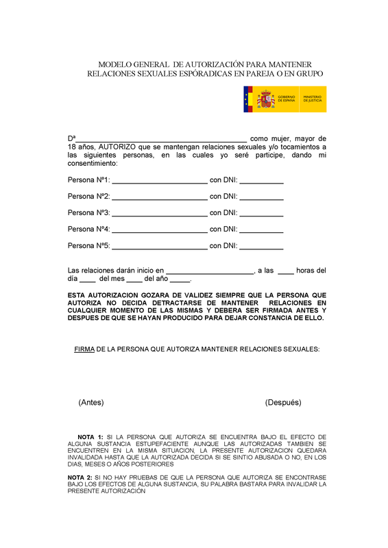 Modelo GENERAL DE AUTORIZACIÓN PARA MANTENER RELACIONES SEXUALES — Postimages