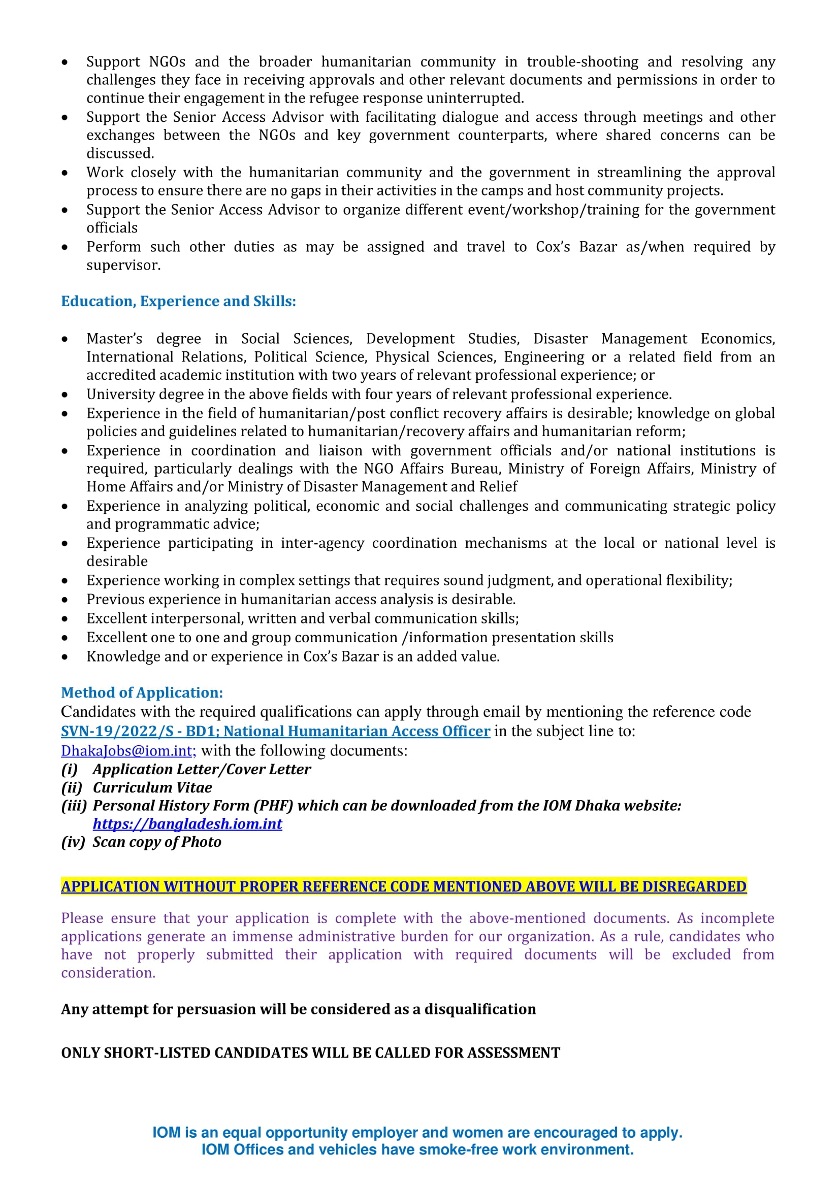 International Organization for Migration IOM Job Circular 2022 ...