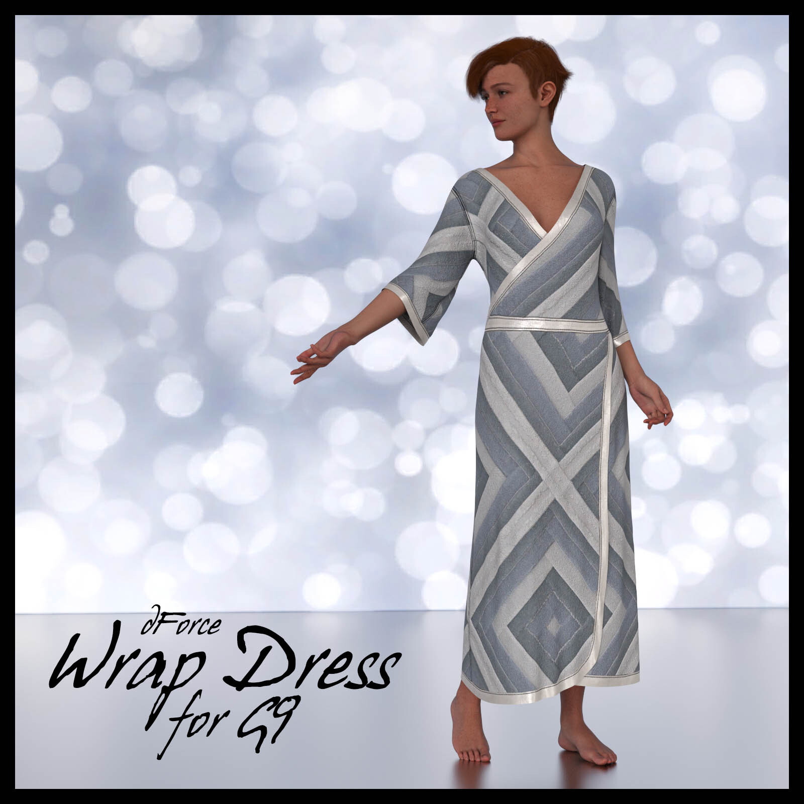 DForce Wrap Dress For Genesis 9 - Free Daz 3D Models