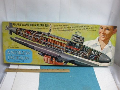 Classic Renwal 1/200 Scale USS Ethan Allen Cutaway Nuclear Submarine ...