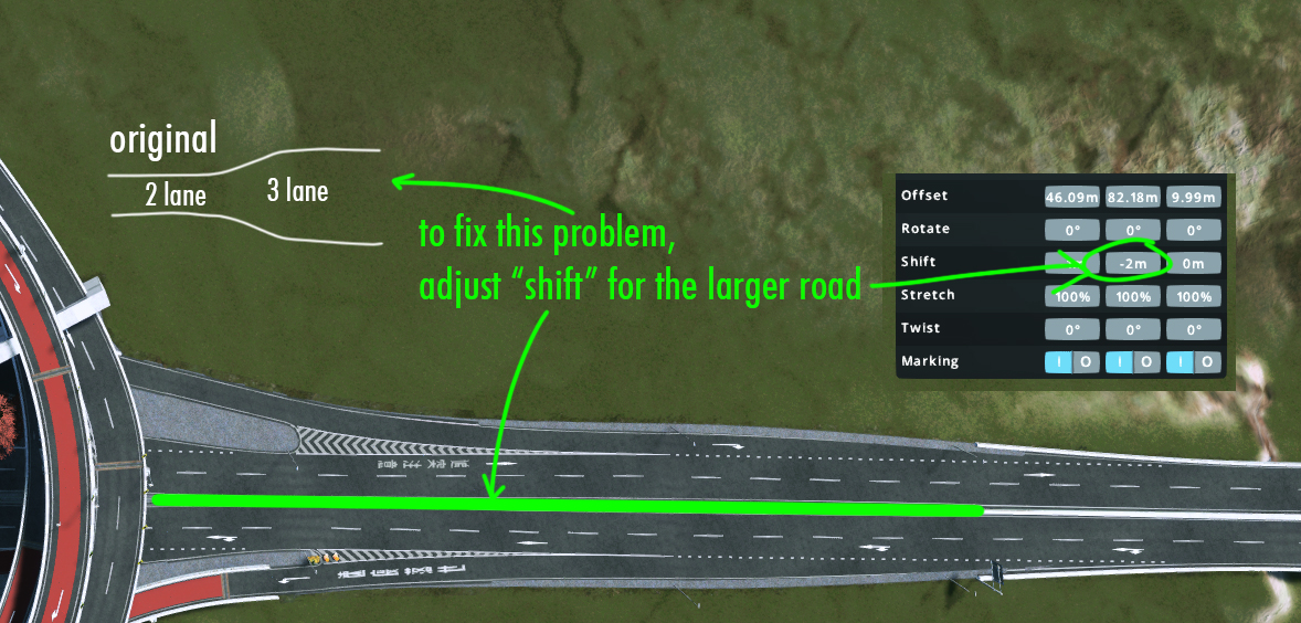 How do people get proper split lane off-ramps and roads with node ...