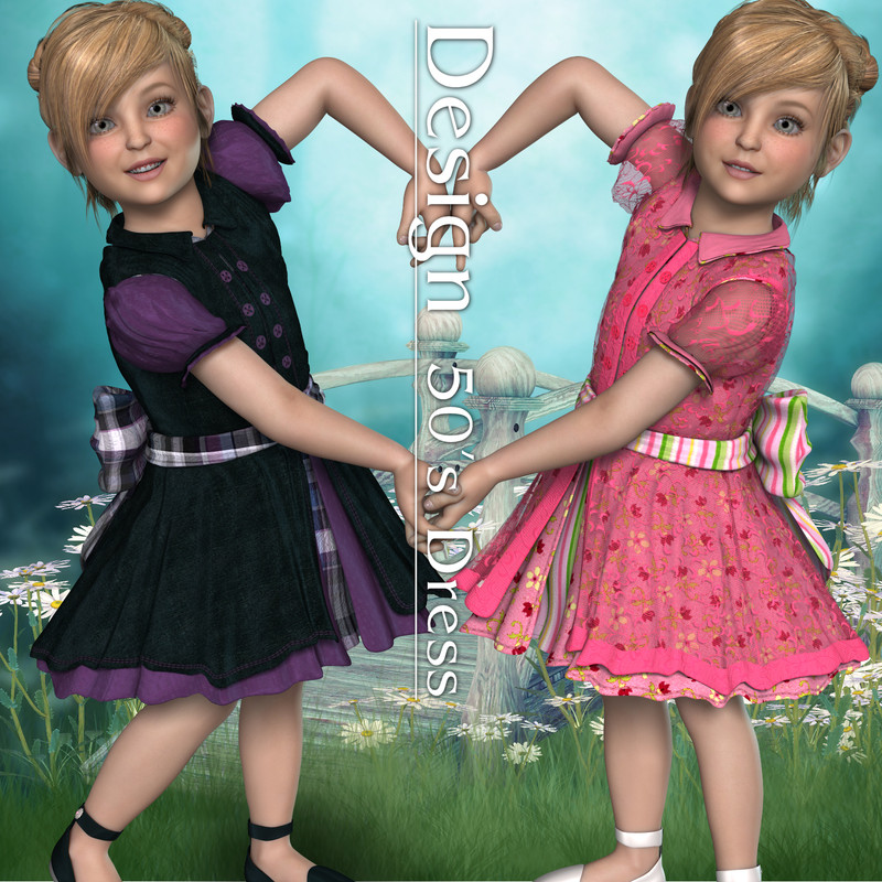 Design For 50's Dress K4_Poser 2025 - Free Daz 3D Models