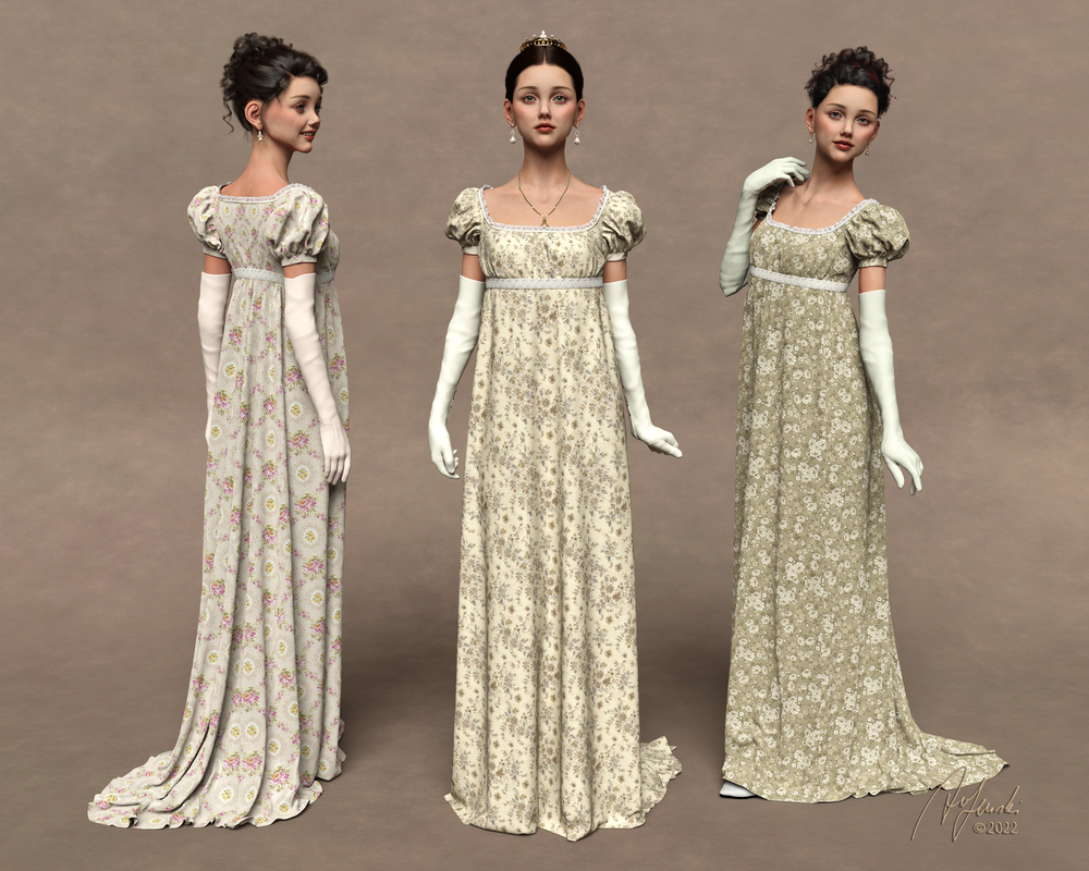 Regency Dress (Marvelous Designer) - Free Daz 3D Models