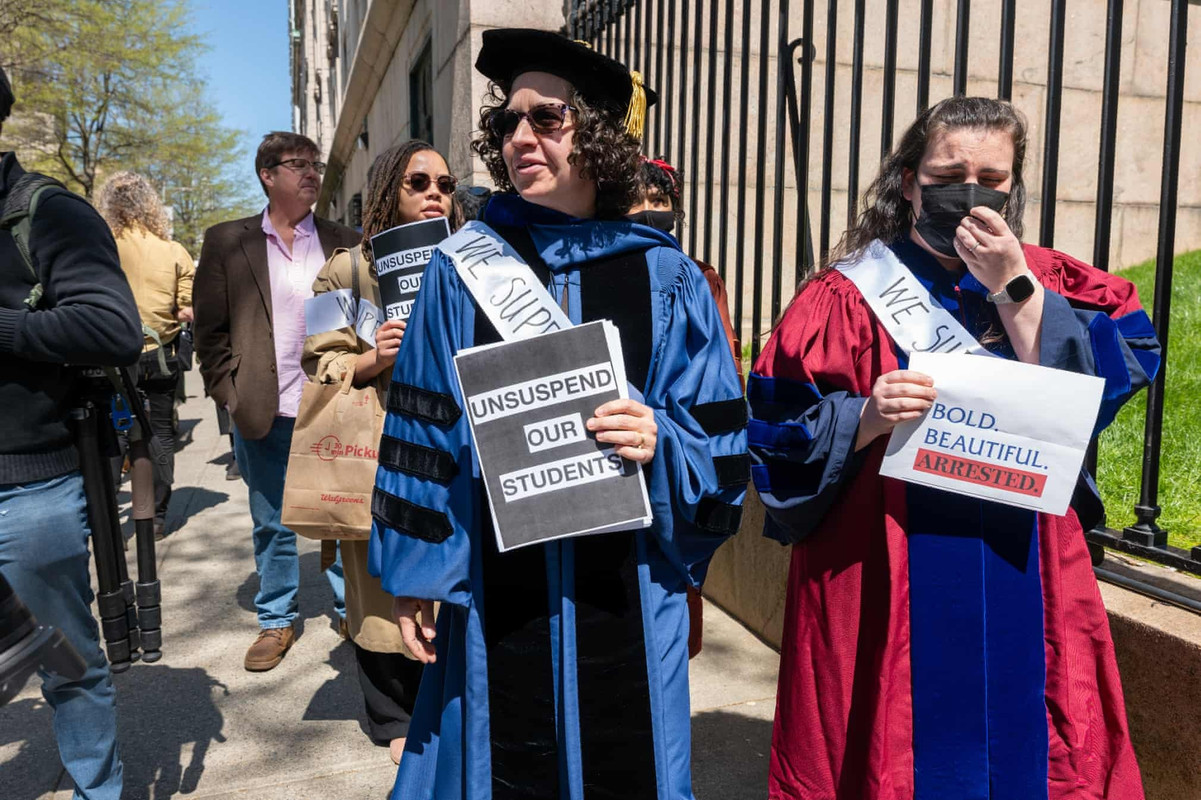 Barnard professors walk out of class in support of students suspended ...