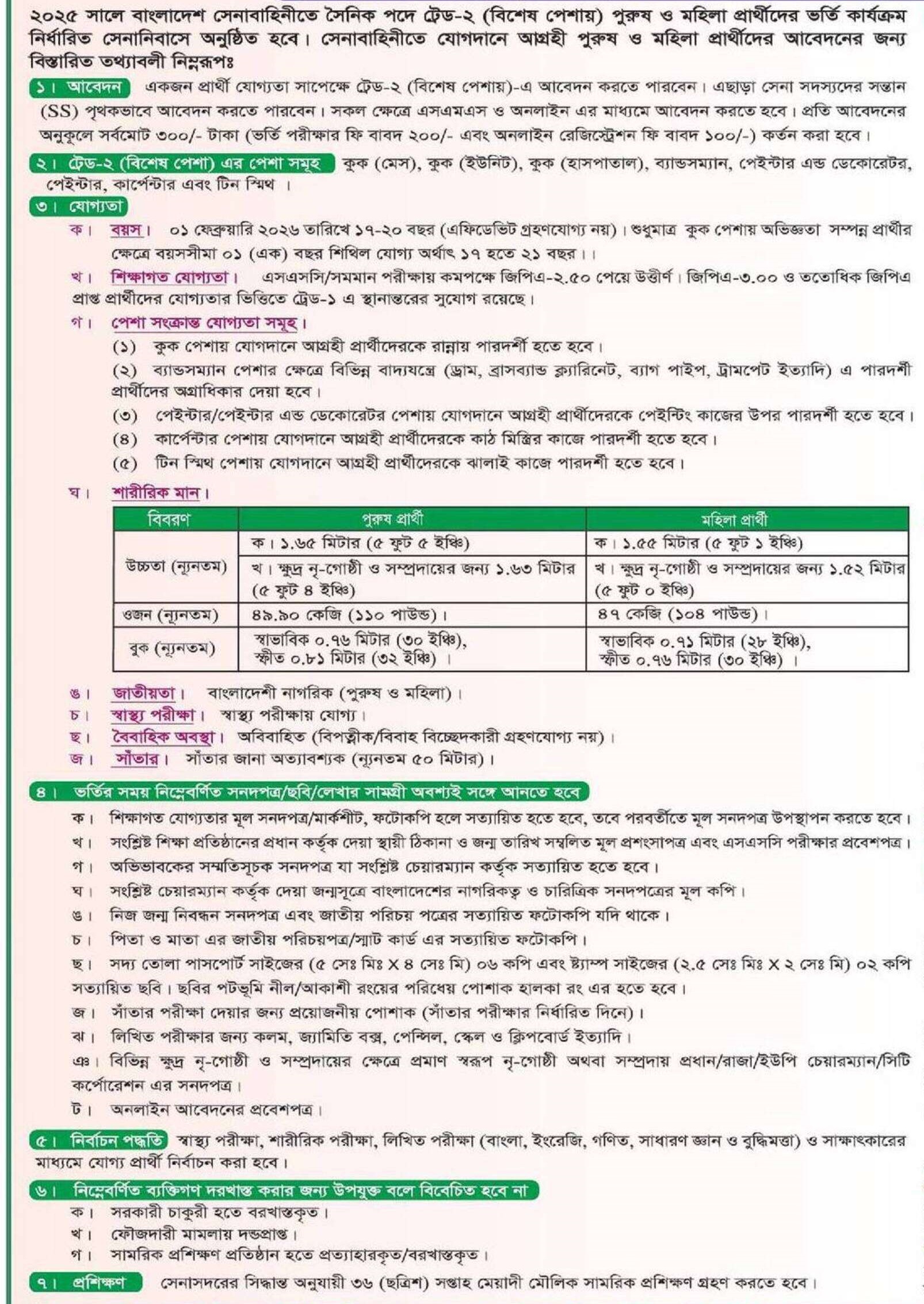 Bangladesh Army Job Circular 2024