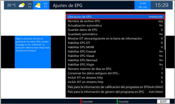 Problemas con EPG ?? configuracion general de los menus y OK ...