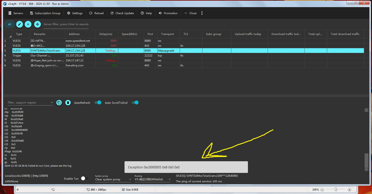[Bug]: error 0xc0000005 · Issue #6002 · 2dust/v2rayN · GitHub