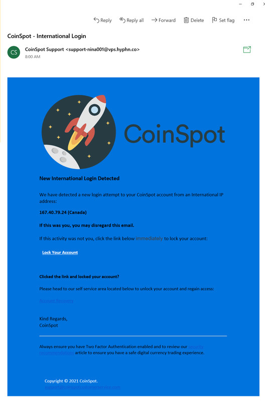 Scam email - first time I've seen one for Coinspot : r/coinspotau