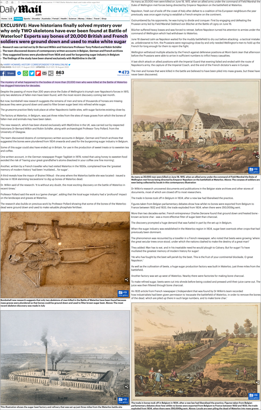 WW1 The Daily Mail August 2022 Corpse Factory Story bone char Waterloo ...