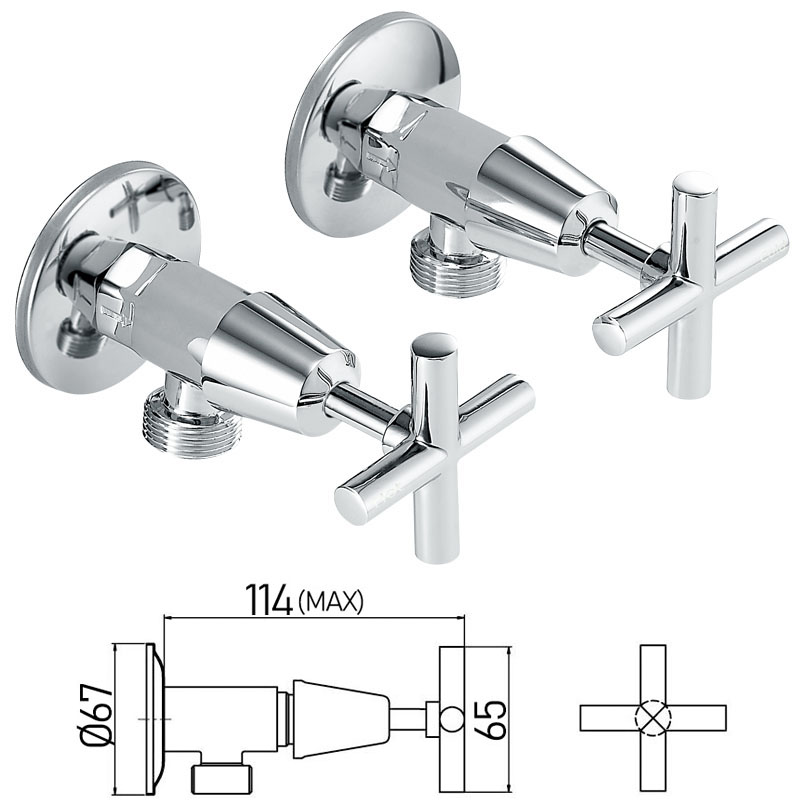 Laundry Tigris Washing Machine Stops Tap Set Brass Chrome Full Turn ...