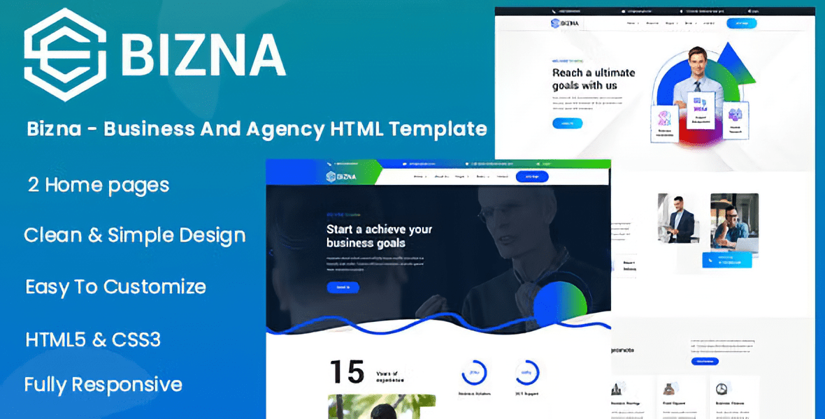 Bizna - Business And Agency HTML Template – Bliter GPL