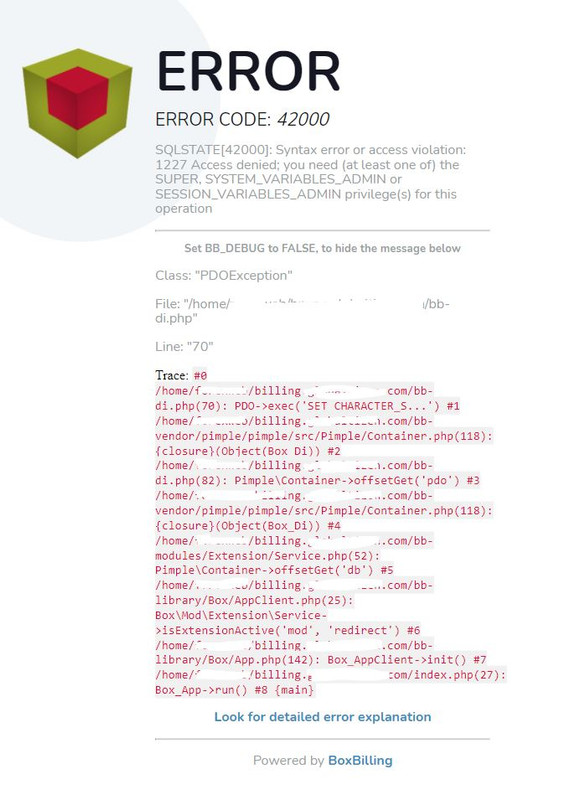 [Bug] ERROR CODE: 42000 · Issue #1131 · boxbilling/boxbilling · GitHub