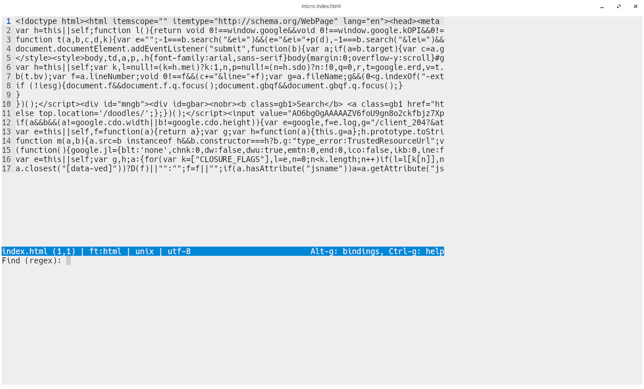 window resize during 'find' does not resize the interface · Issue #3033 · zyedidia/micro · GitHub