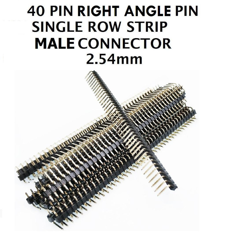 5 x 40 Pin 2.54mm Male PCB Single Row Right Angle Header Strip Connector Arduino | eBay
