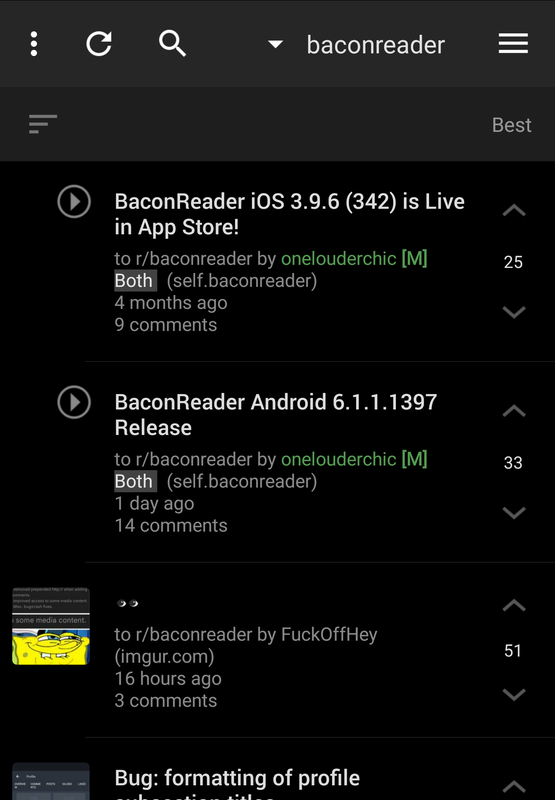 The app functions are reversed : r/baconreader