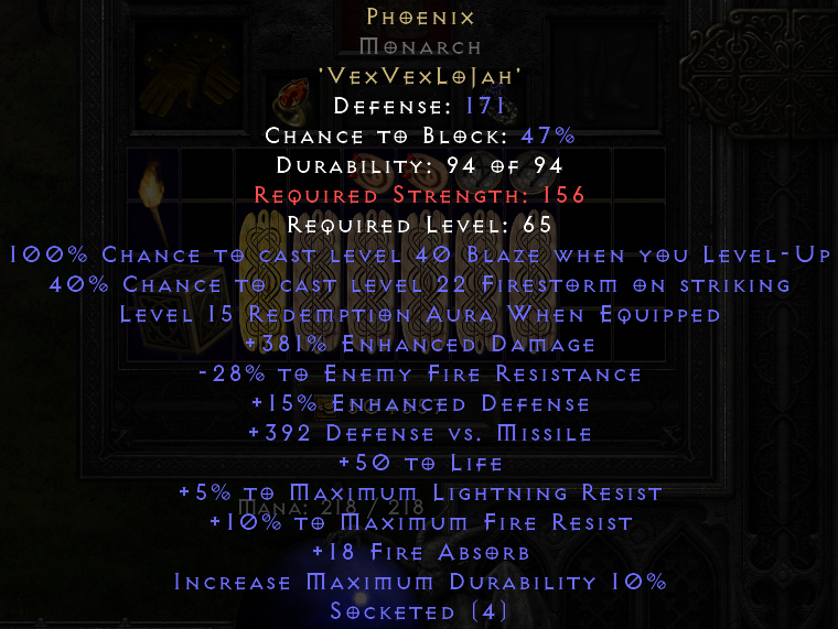 Phoenix Monarch 15/10 Base 15 Aura - Topic - d2jsp