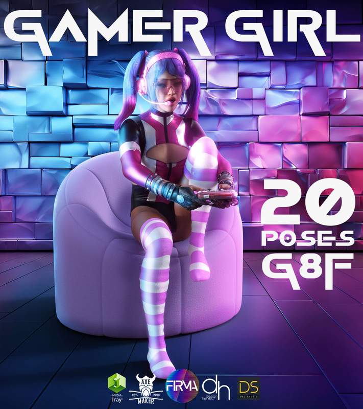 3dload Gamer Girl Pose Pack 2279