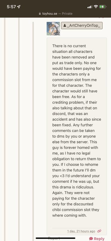 Beware: ArtCherryOnTop; thief & ToS violations on Toyhouse