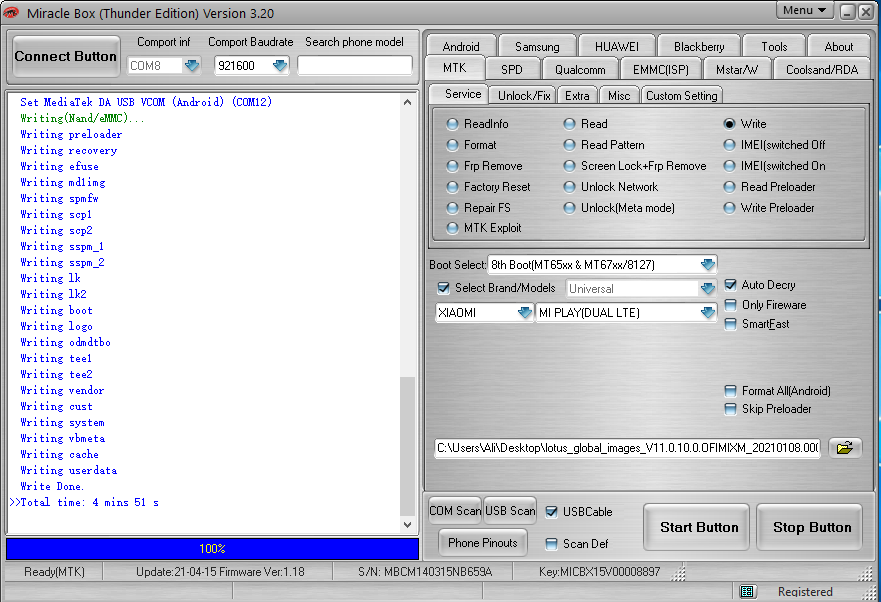 Mi Play Flashing Success Hang On Logo Solved By Miracle Box v3.20 - GSM-Forum