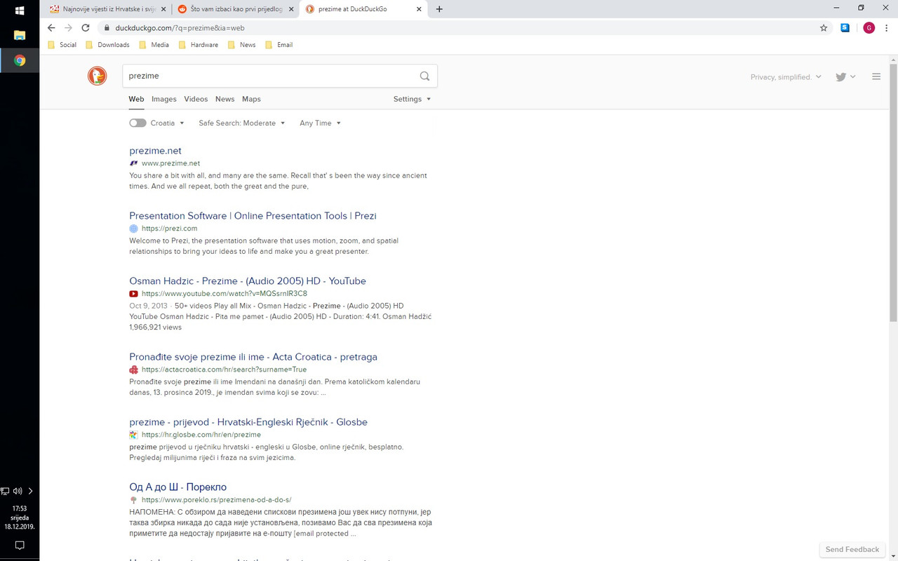 Što vam izbaci kao prvi prijedlog kada u Google upišete riječ "prezime ...