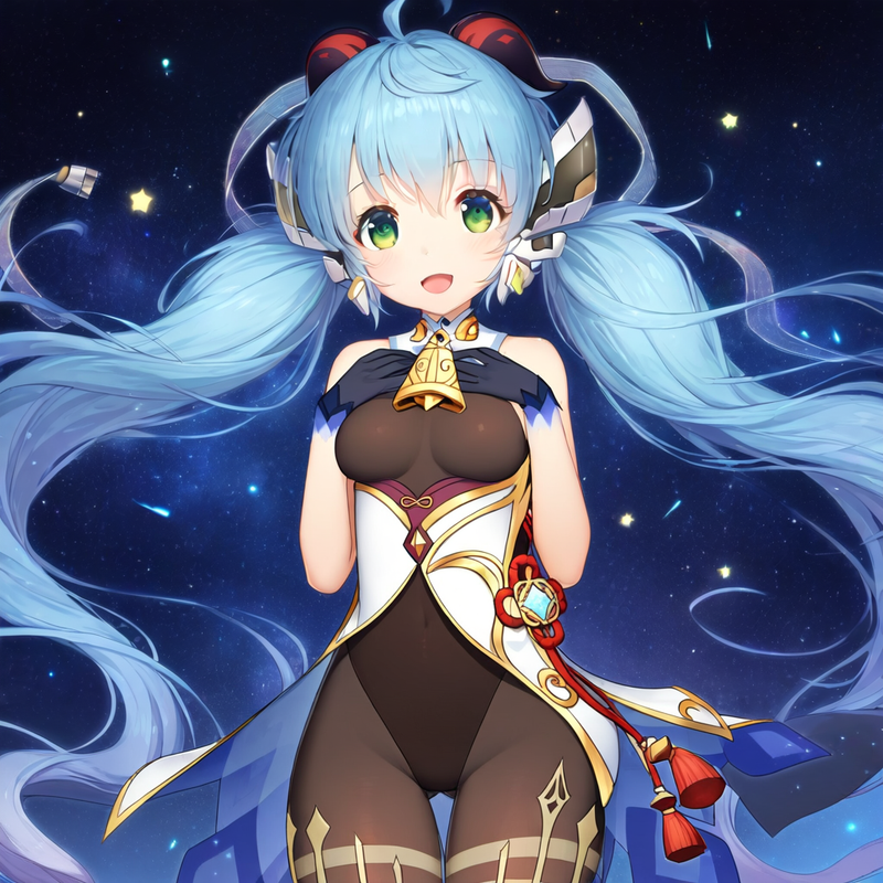 1girl, ganyu (genshin impact), leotard under clothes, waist cape, blue hair, gre s 508040831 ...