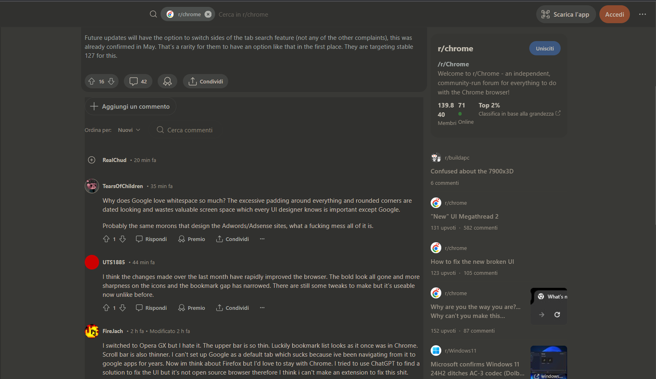 "New" UI Megathread 2 : r/chrome