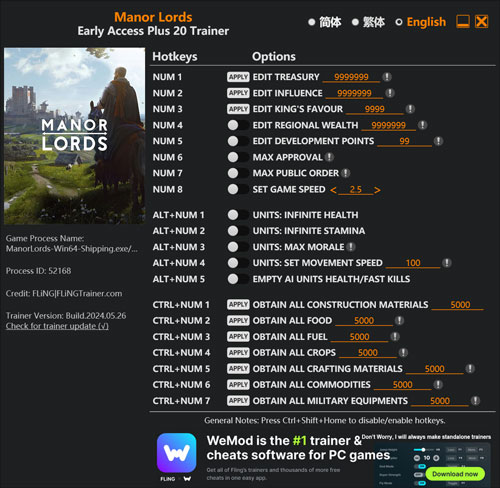 Manor Lords - Trainer (26.05.24) FLiNG - Трейнеры - VASYHACK.RU
