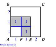 The three squares above share vertex A with AF = FE and AE = : Problem ...