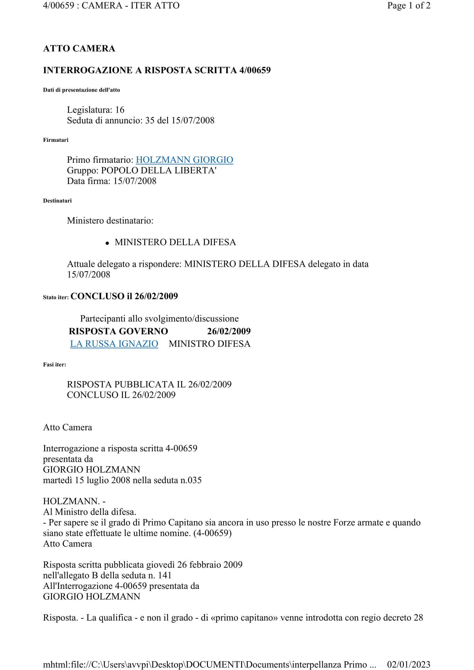 interrogazione 2008 camera deputati primo capitano 1 — Postimages