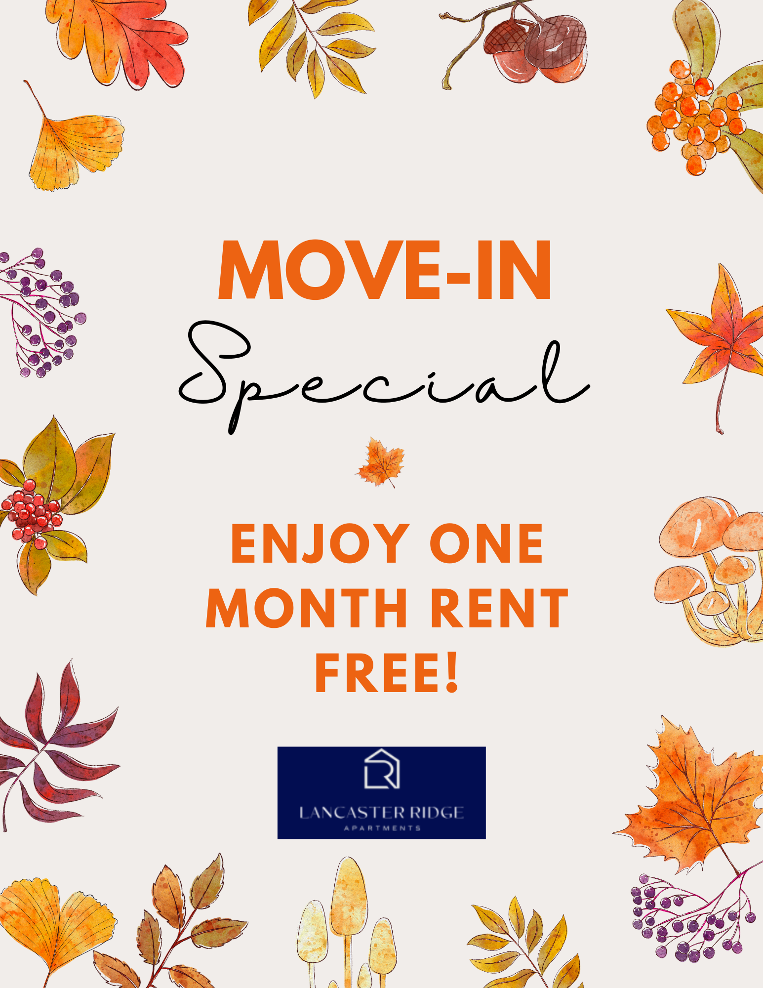 Colorful Watercolor Illustrative Fall Forest Leaves Autumn Market Flyer (1) — Postimages