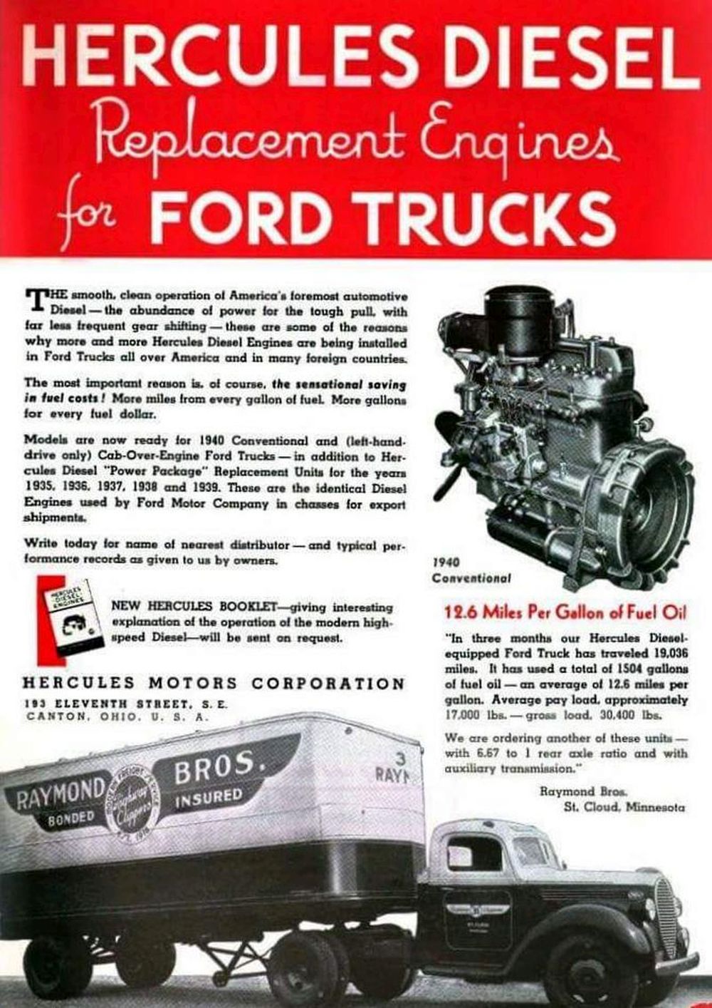 Ford '38 9 Hercules Diesel Raymond Bros Hercules Motors '40 — Postimages