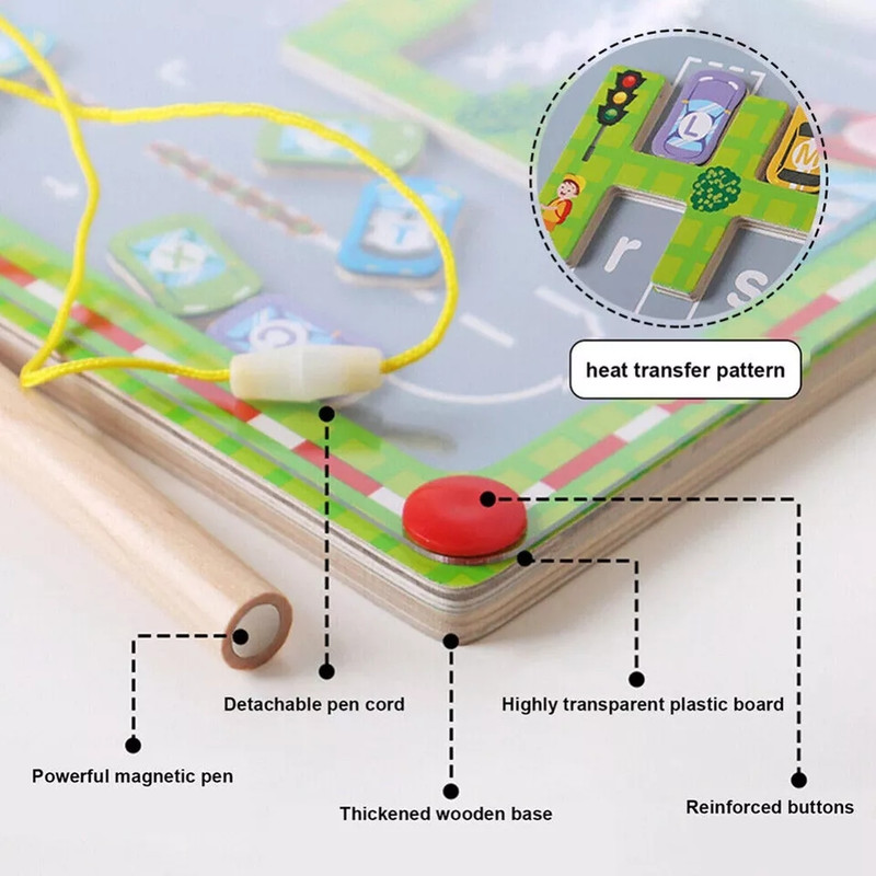 Puzzle cu litere labirint cu alfabet magnetic, MOSMAOO®, Jucarii ...