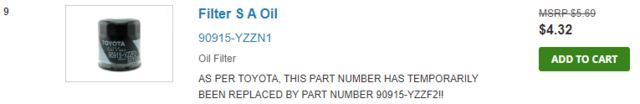 Why is Toyota no longer selling the engine oil filter for this ...