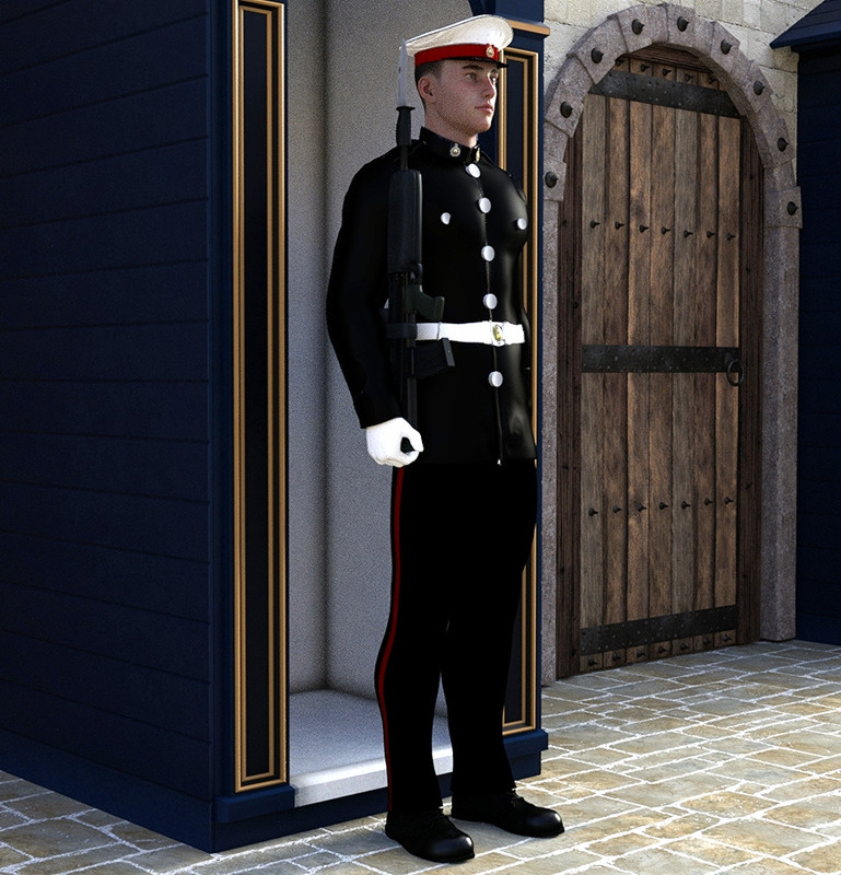 Royal Marine Uniform No1 With Pith Helmet - Free Daz 3D Models